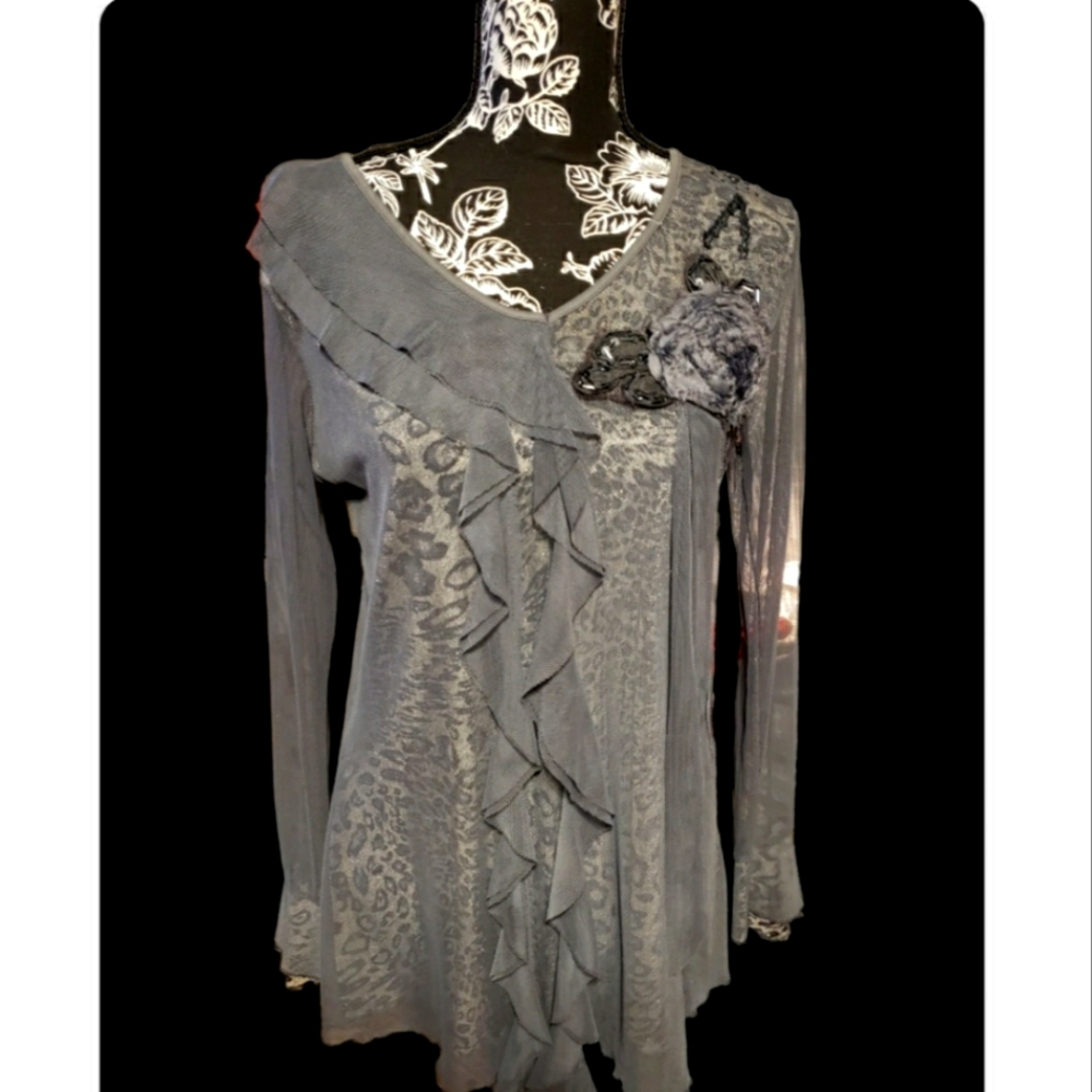 Gothic Sheer Handkerchief Style Front With Animal Pri… - Gem